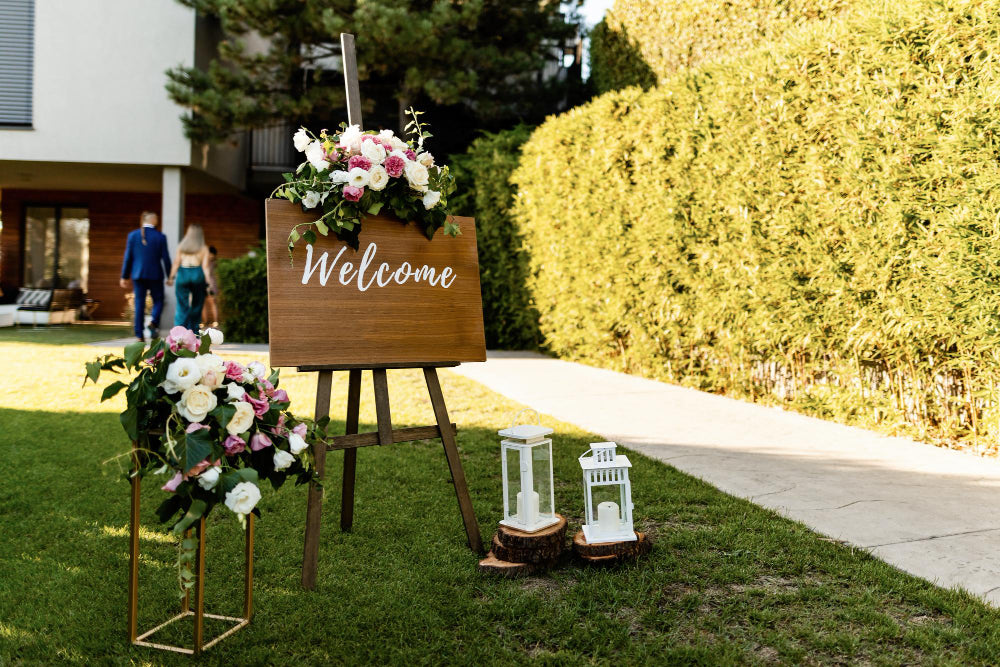 Floral Green Engagement Welcome Sign Board – Concept Digital Hub